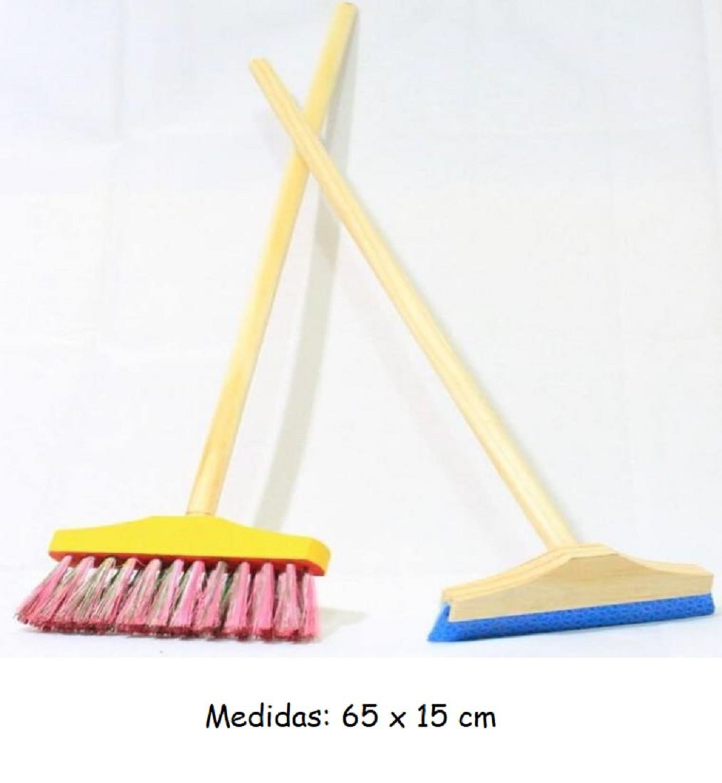 Kit Vassoura E Rodo Infantil Brinque e Leia De Madeira Colorido - Ref 22046 | MadeiraMadeira