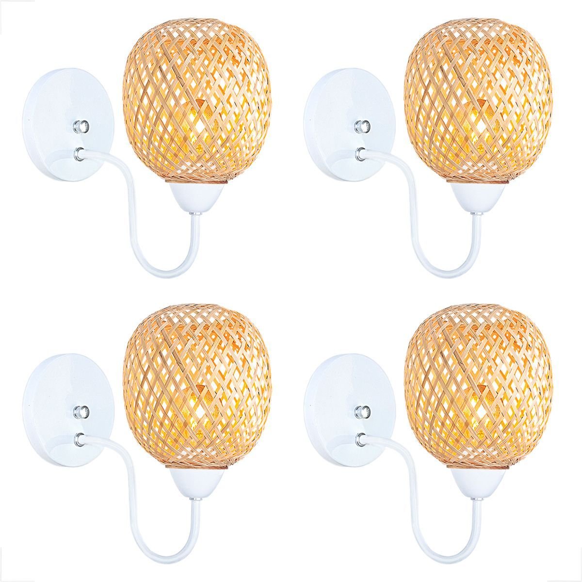 4 Arandela Fibra Natural Bambu Artesanal Boho Quarto Nat96 | MadeiraMadeira