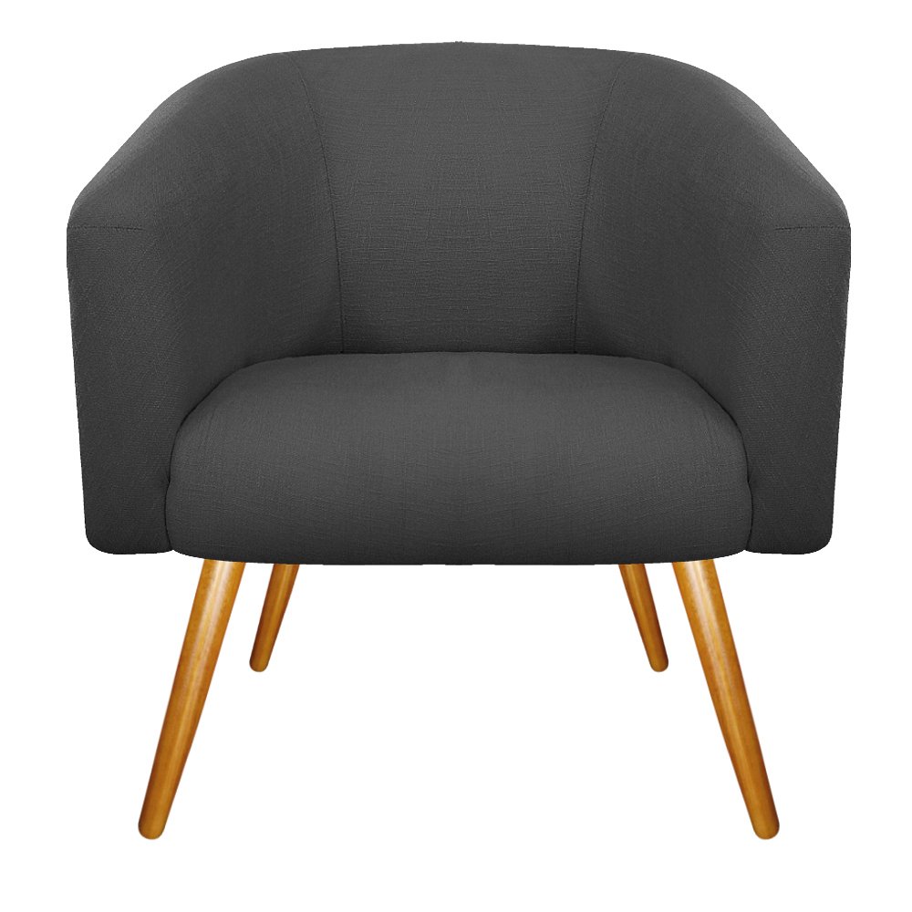 Kit Poltrona e 2 Puffs Luiza Palito Mel Linho Chumbo - Adj Decor ...