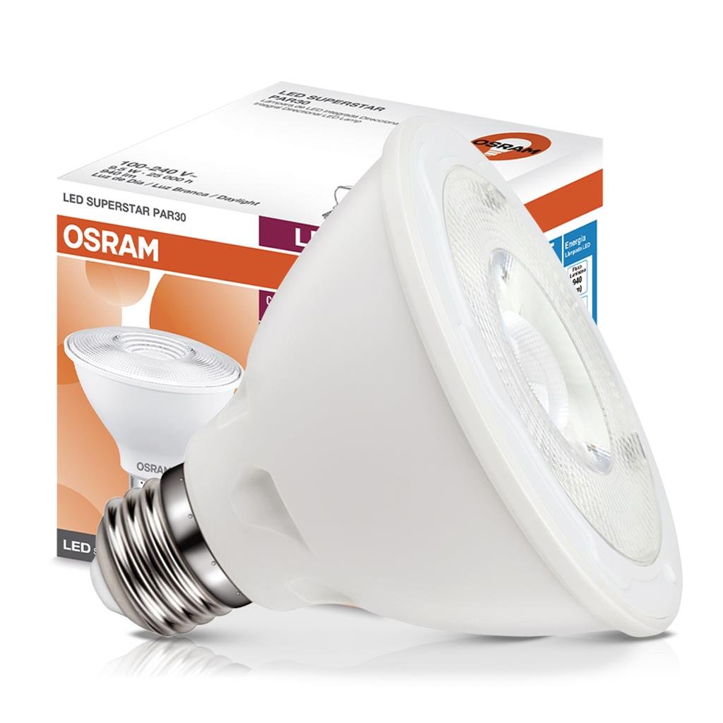 Lâmpada Led Par30 9,5W Bivolt E27 6500K Luz Branca Osram | MadeiraMadeira