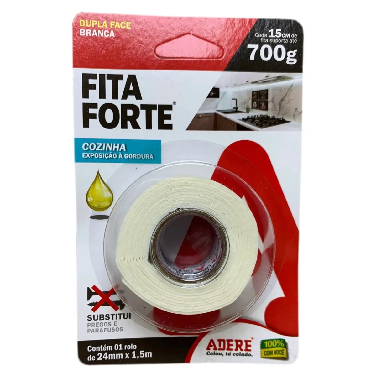 Fita Dupla Face Espuma Branca 12 X 1,5 Adere - 2 Peças | MadeiraMadeira