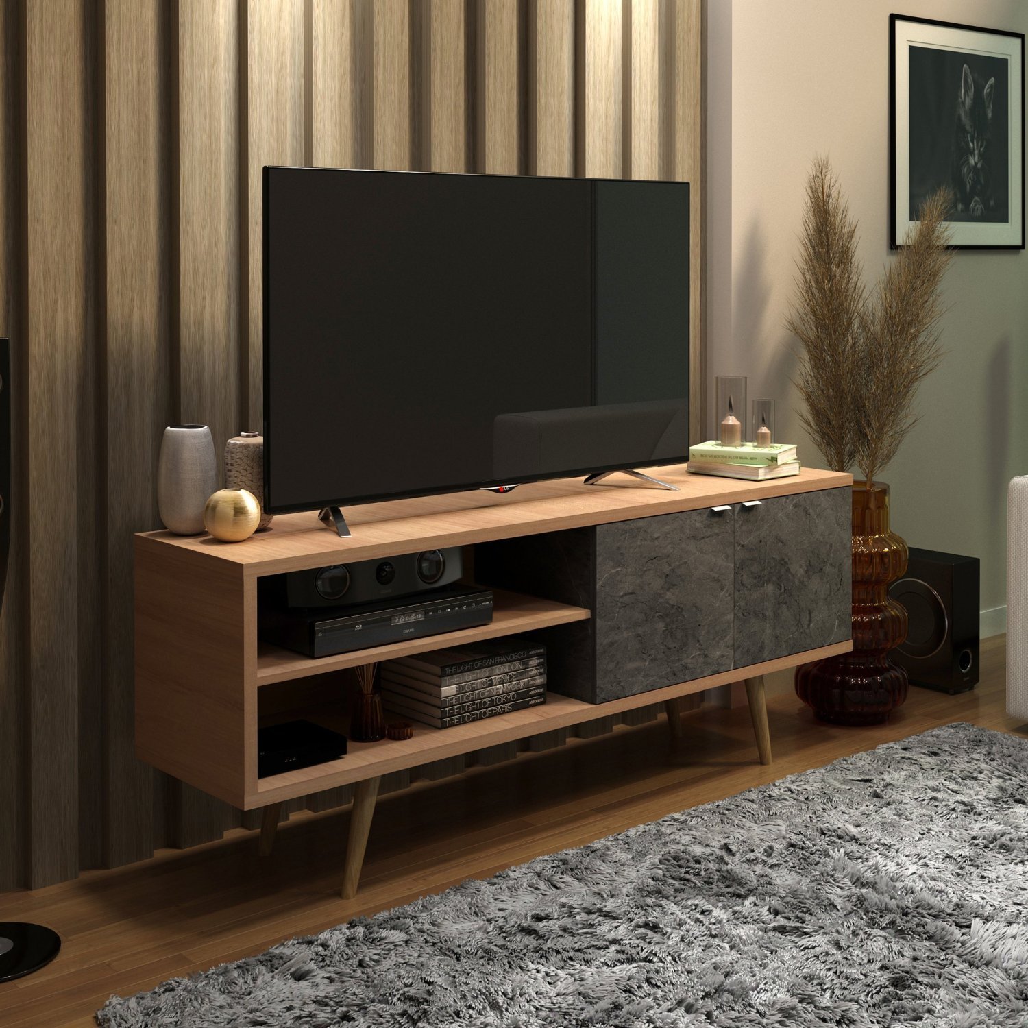 Rack Para TV até 55 Polegadas 2 Portas R1482 | MadeiraMadeira