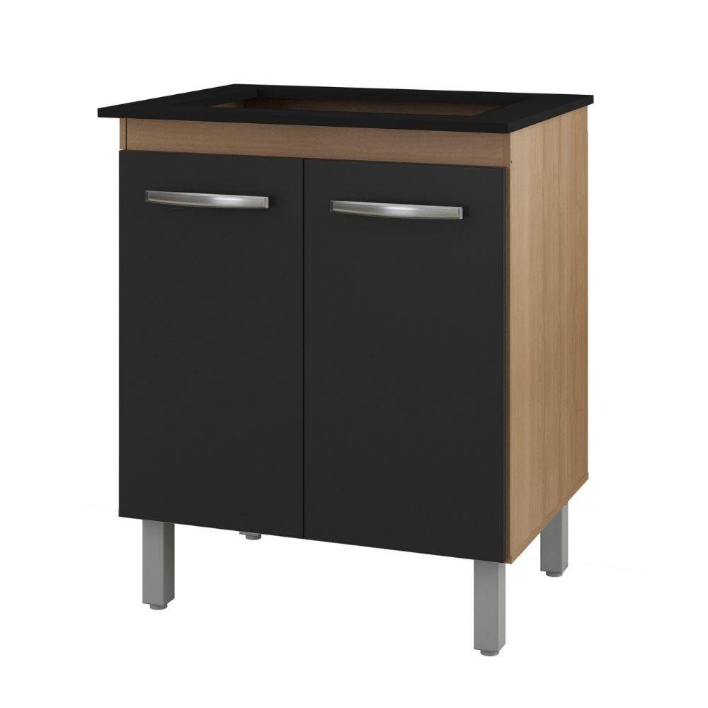 Balcão para Cooktop Jade 5 Bocas 2 Portas Moblis Cor:savana Preto ...