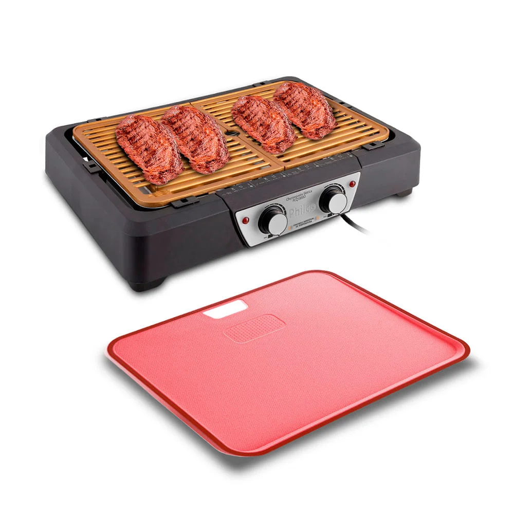 Churrasqueira BBQ Double Grill Philco e Tábua de Corte Ichef - Red ...