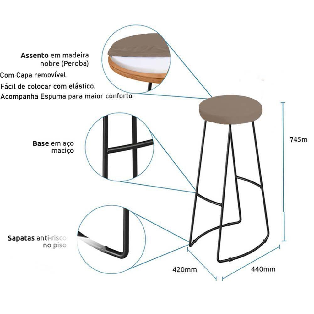 Kit 06 Banqueta Alta Lena Capa Corino Bege | MadeiraMadeira