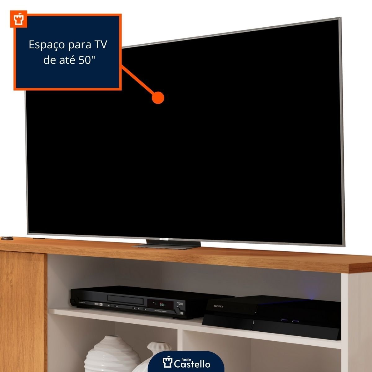 Rack de Televisão até 50 Polegadas com Porta Nichos - Mod.0324 - Off ...