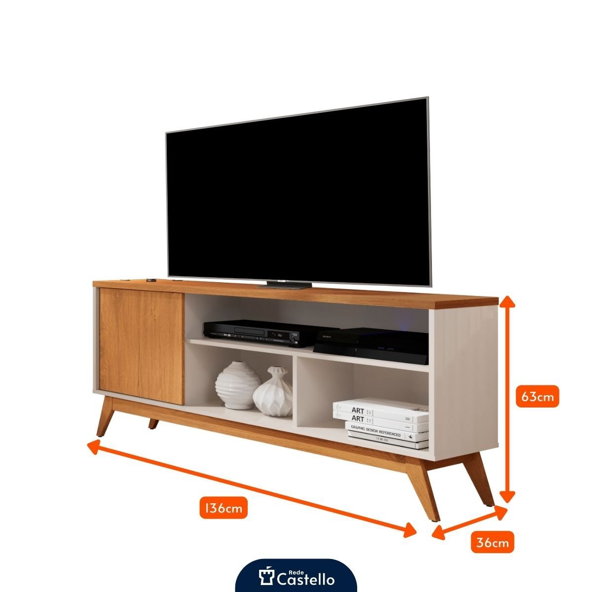 Rack de Televisão até 50 Polegadas com Porta Nichos - Mod.0324 - Off ...