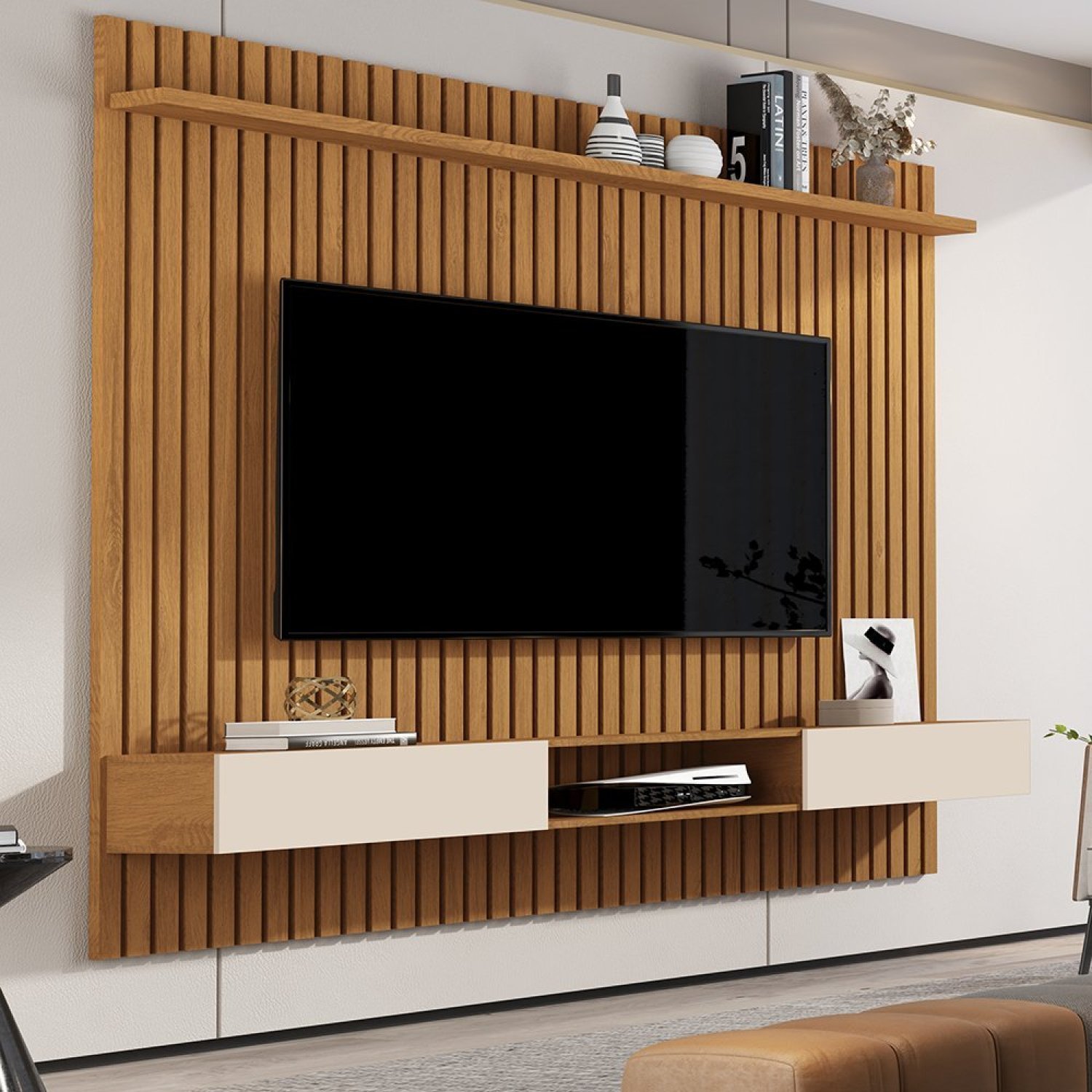 Painel Para TV até 70 Polegadas Ripado Vênus com Nicho 2 Portas e ...