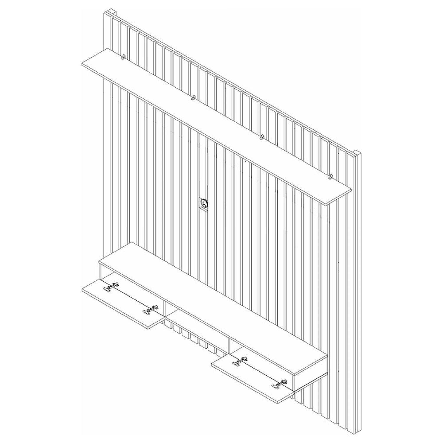 Painel Ripado para TV até 70 Polegadas com Nicho 2 Portas Prateleira ...