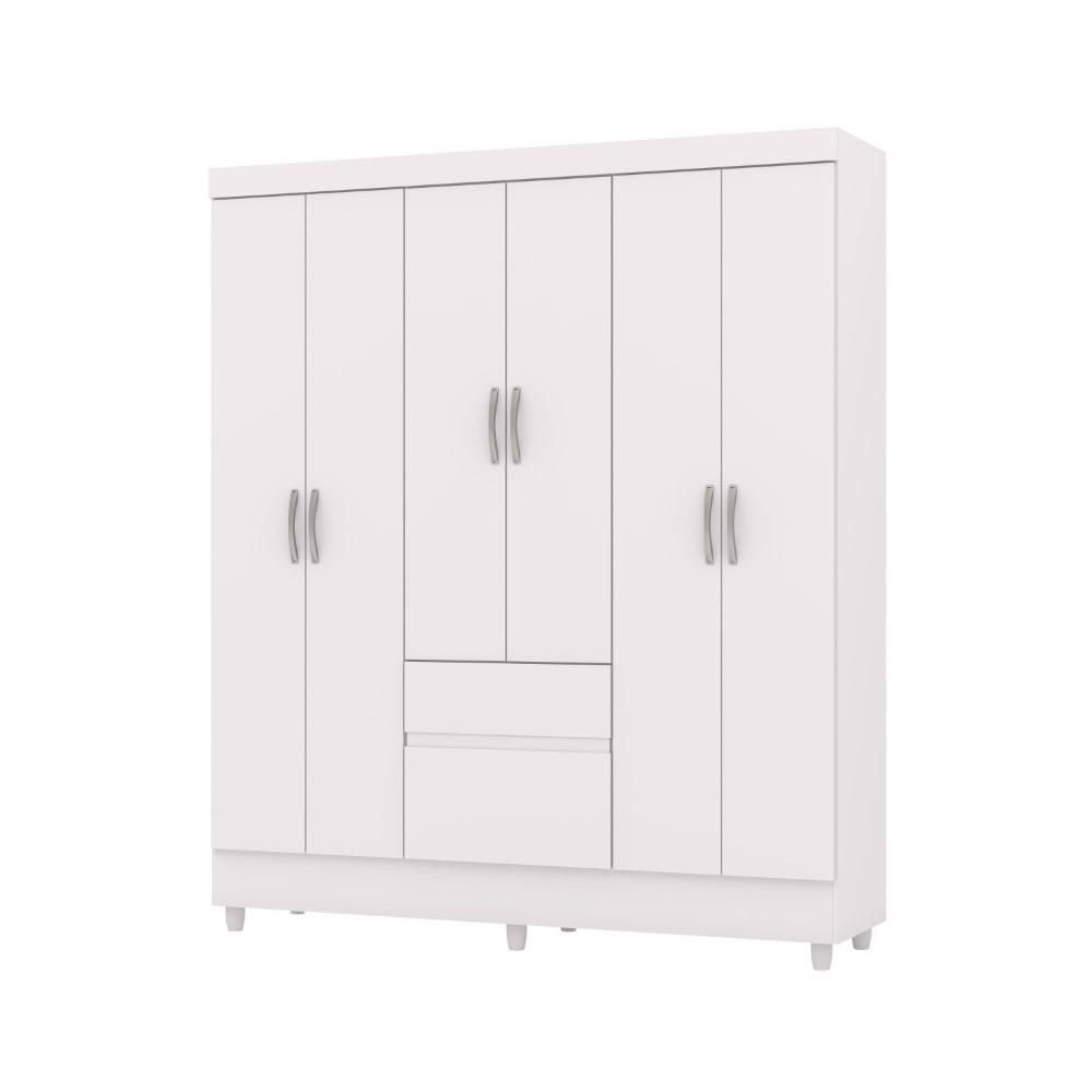 Roupeiro Ideal Plus 6 Portas e 2 Gavetas - Branco - Vila Rica ...