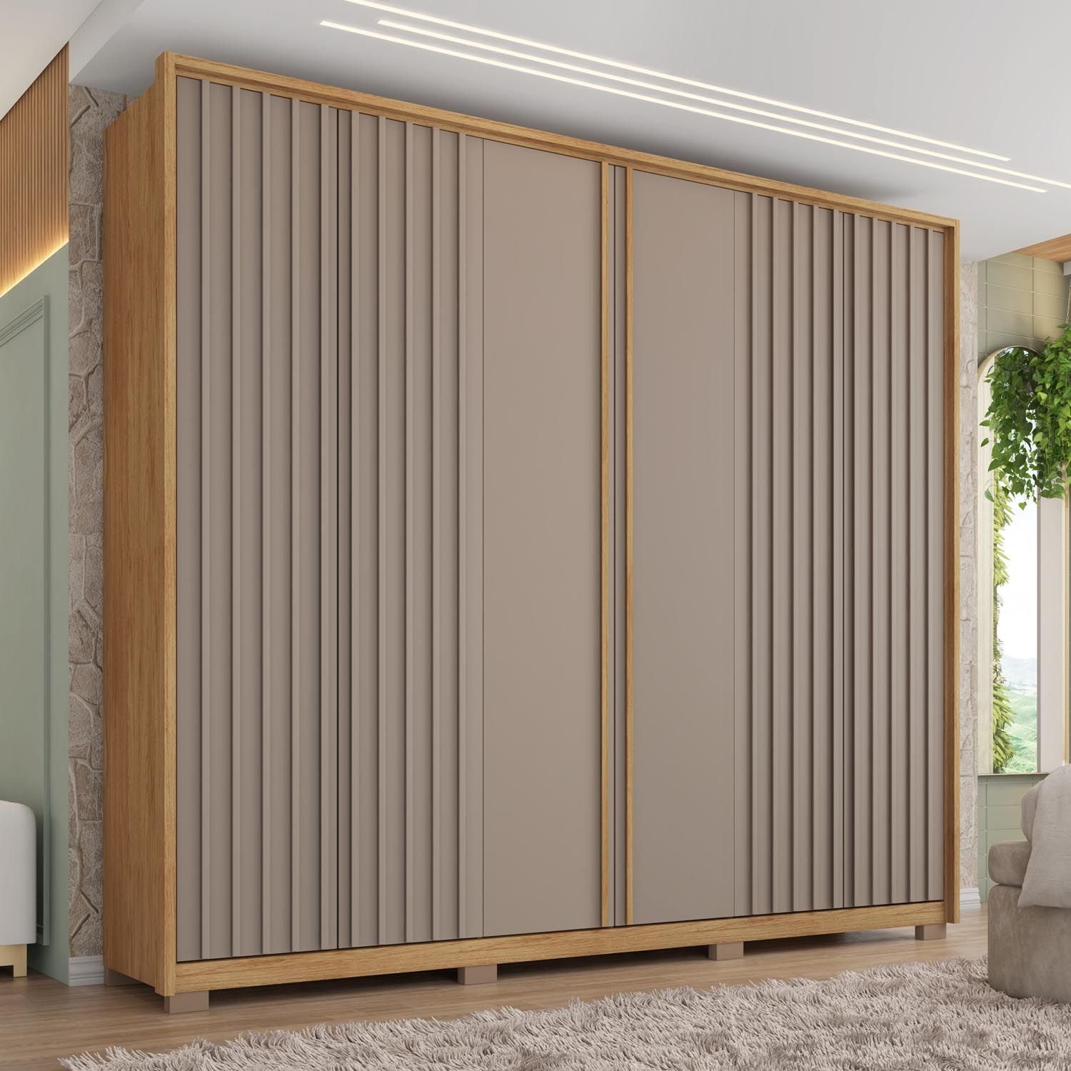 Guarda Roupa Casal Ripado 6 Portas 4 Gavetas Suburban | MadeiraMadeira