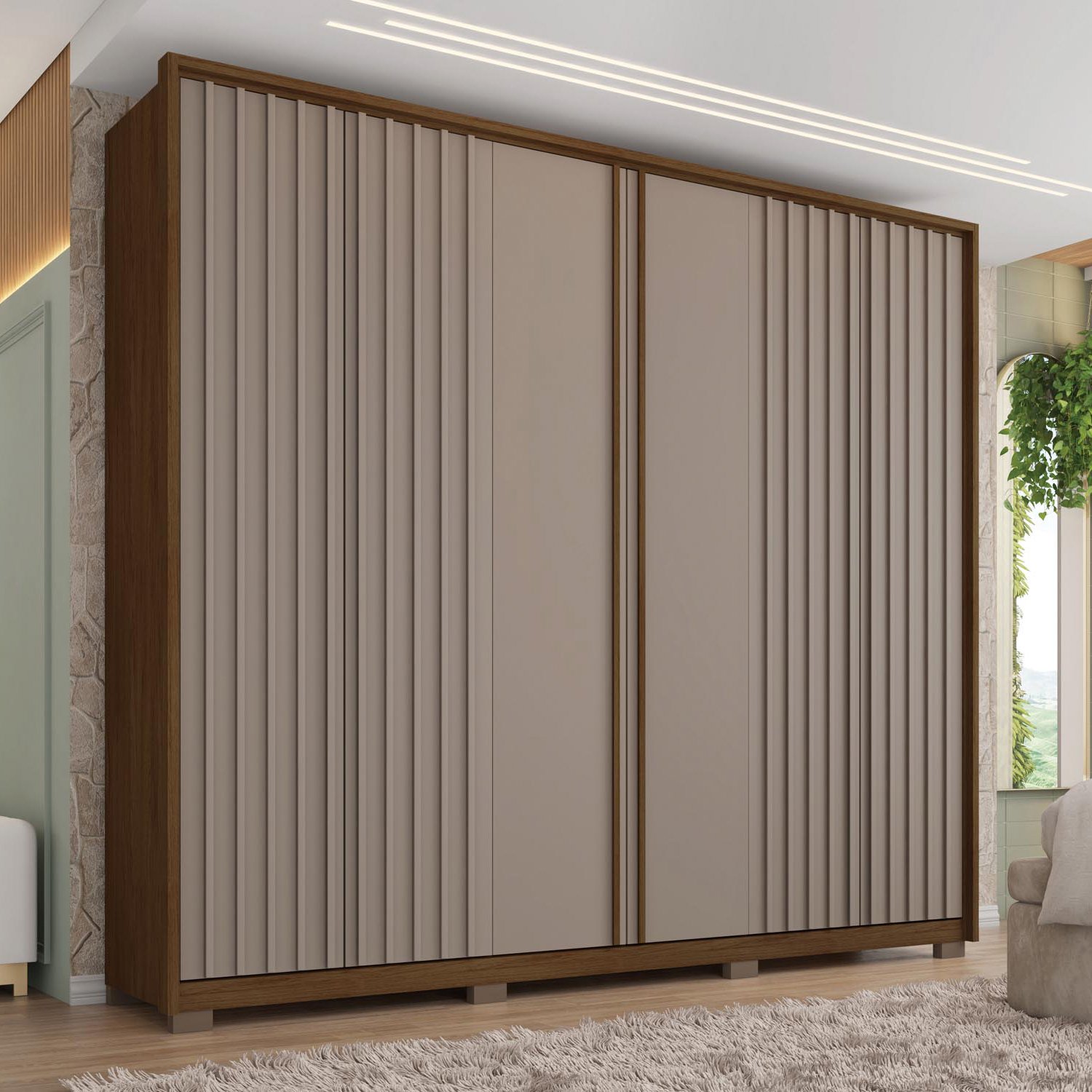 Guarda Roupa Casal Ripado 6 Portas 4 Gavetas Suburban | MadeiraMadeira