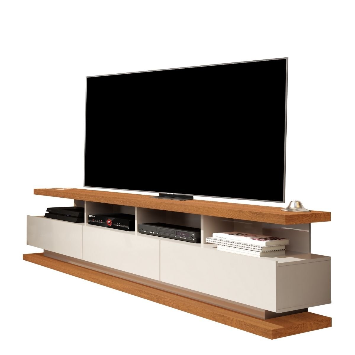 Rack para Sala Televisão até 65 Polegadas - Mod.2015:Off White/Nature ...