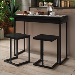 Conjunto Mesa Dobrável e 2 Banquetas | MadeiraMadeira