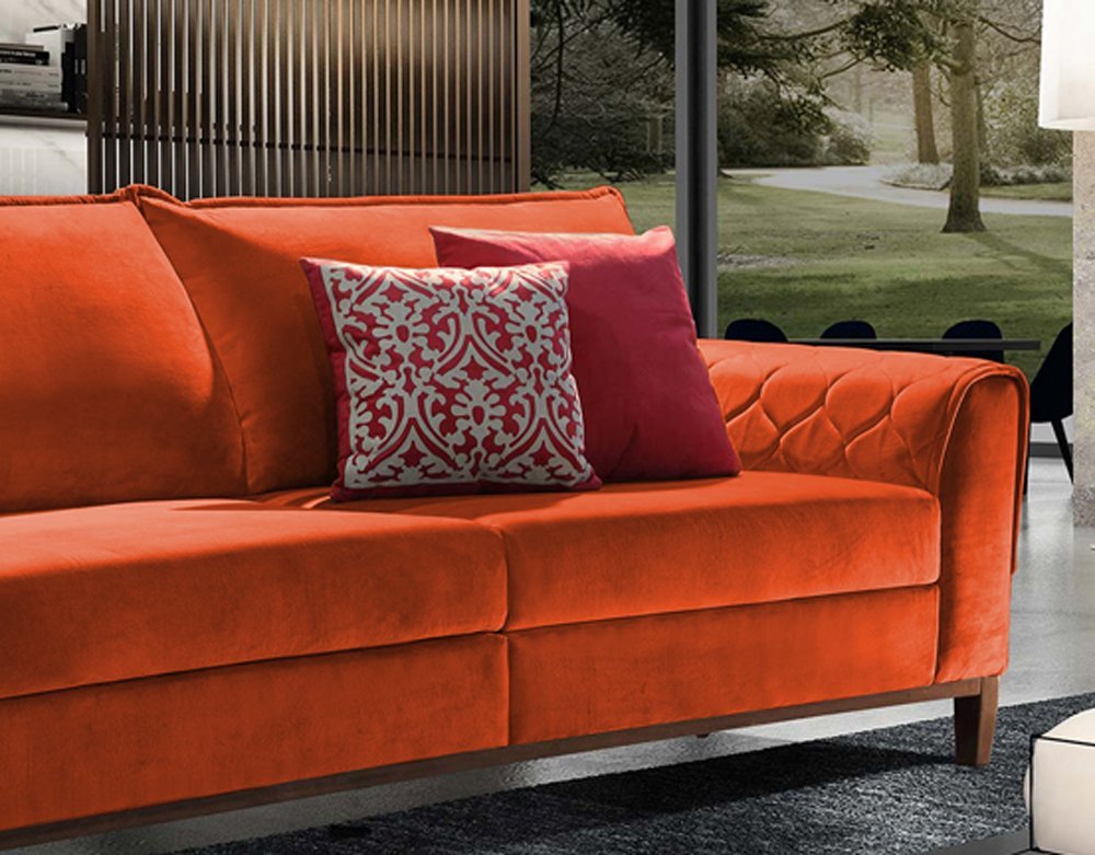 Sofá 2 Lugares Ocre em Veludo 2,04m Apus | MadeiraMadeira