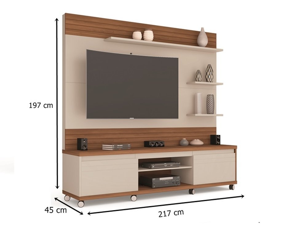 Home Theater Cedro Off White/Freijó - Giga Móveis | MadeiraMadeira