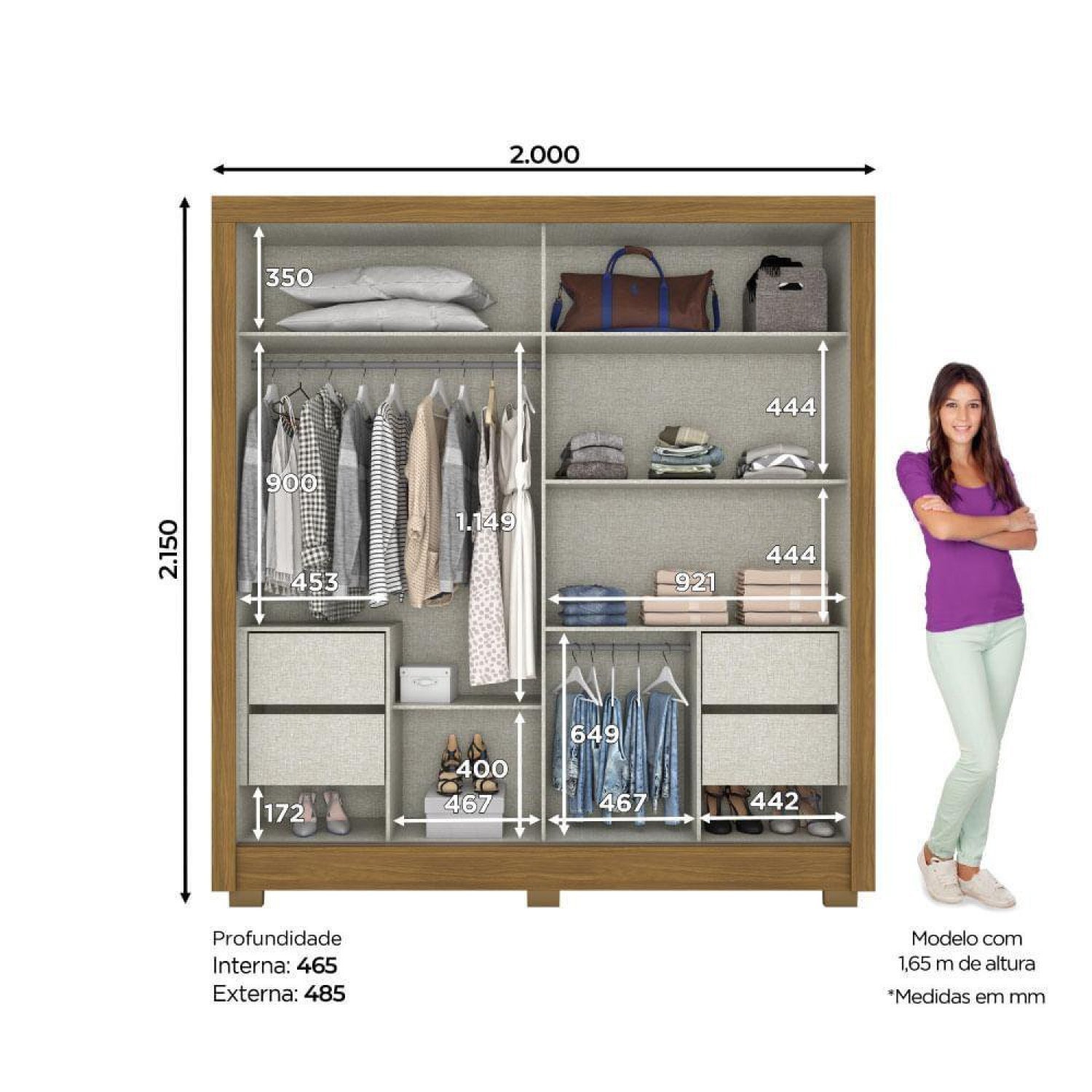 Guarda Roupa 2 Portas de Correr Riviera | MadeiraMadeira