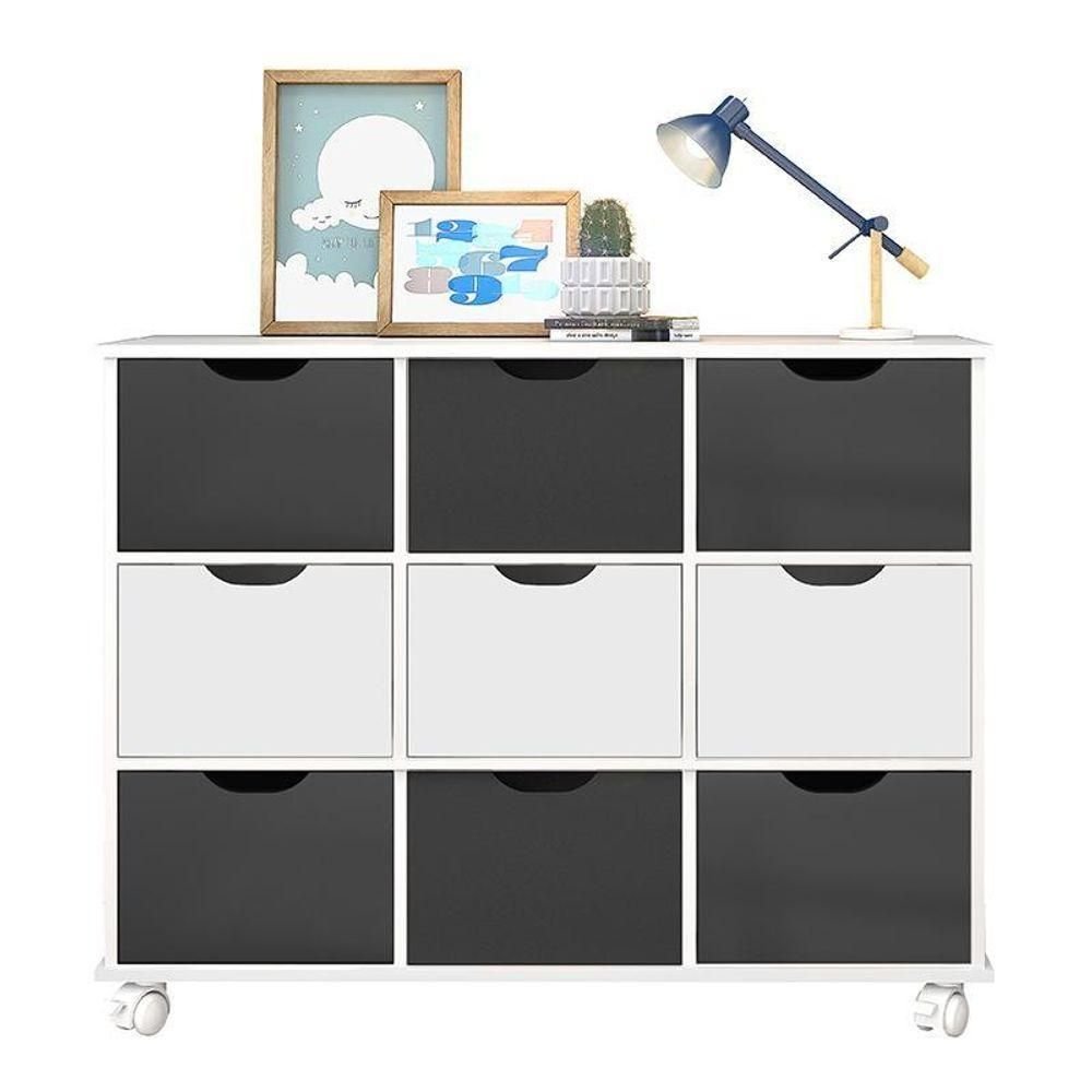 Nicho Organizador 1478 com 9 gavetas Branco-preto - Qmovi Branco-preto ...