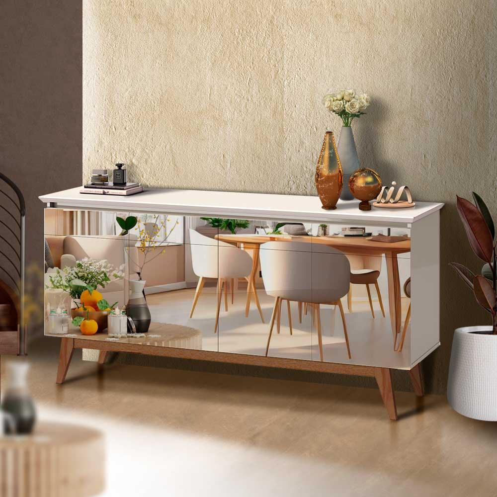 Buffet para Sala de Jantar 4 Portas com Espelho Off White Charm 1.8 Jm ...