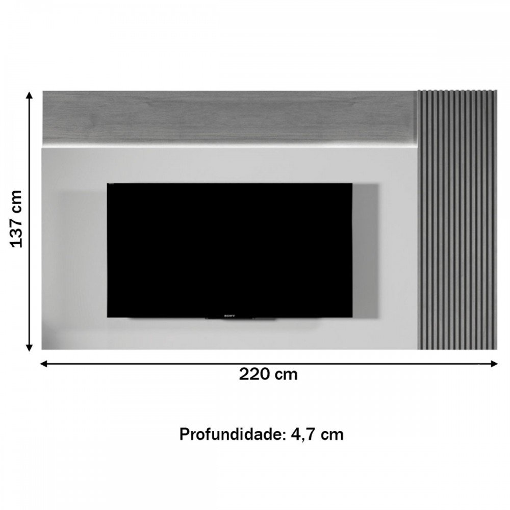 Painel para TV Até 75 Polegadas Valencia com Led Horizontal Tauari/Off ...