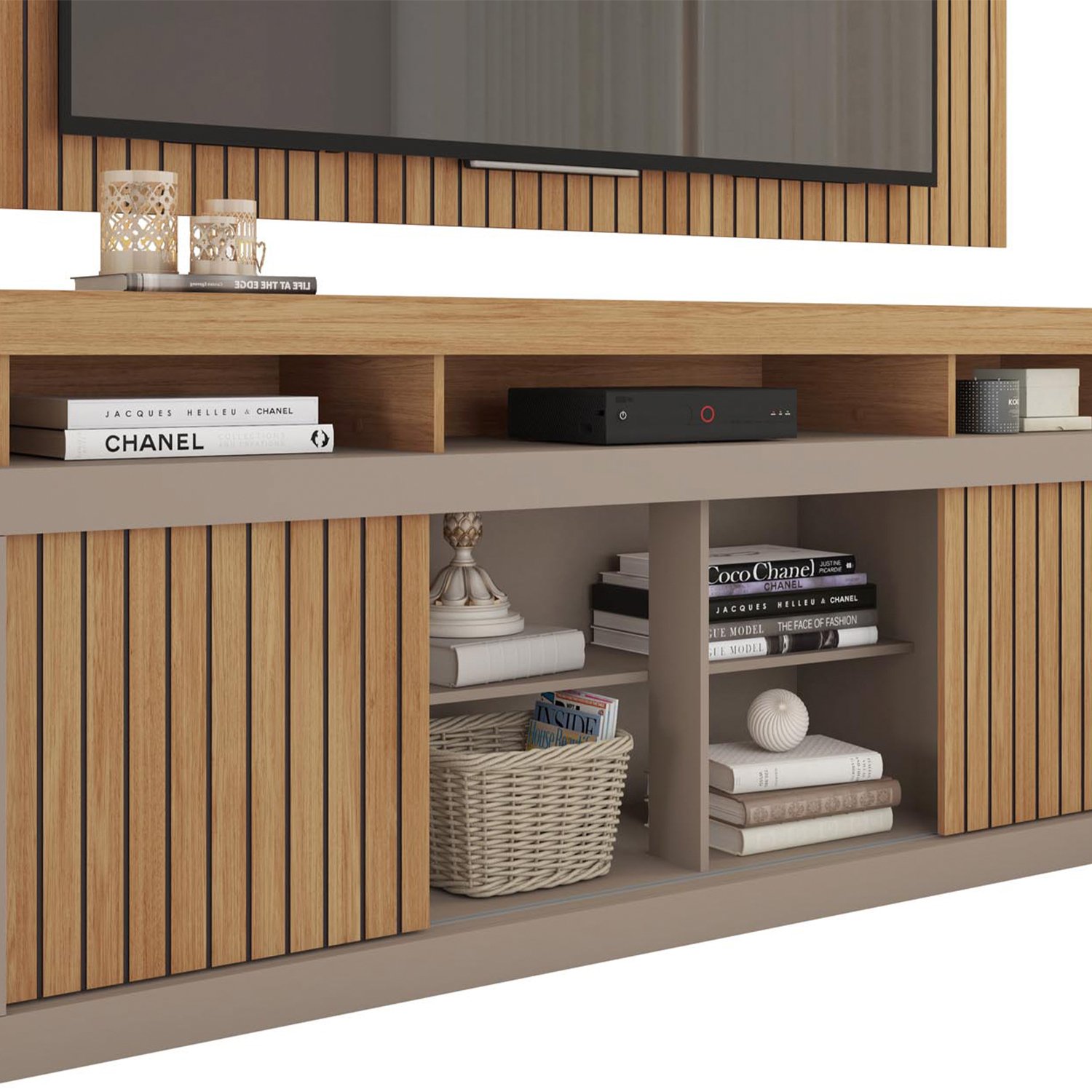 Rack com Painel Para TV de até 65 Polegadas 2 Portas Ripado Esmeralda | MadeiraMadeira