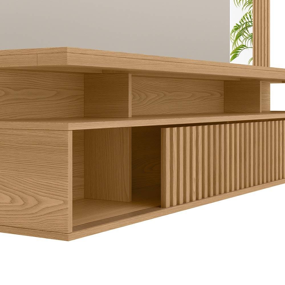 Painel Ripado Para Sala TV 60 Polegadas Carvalho Off White Maragogi ...