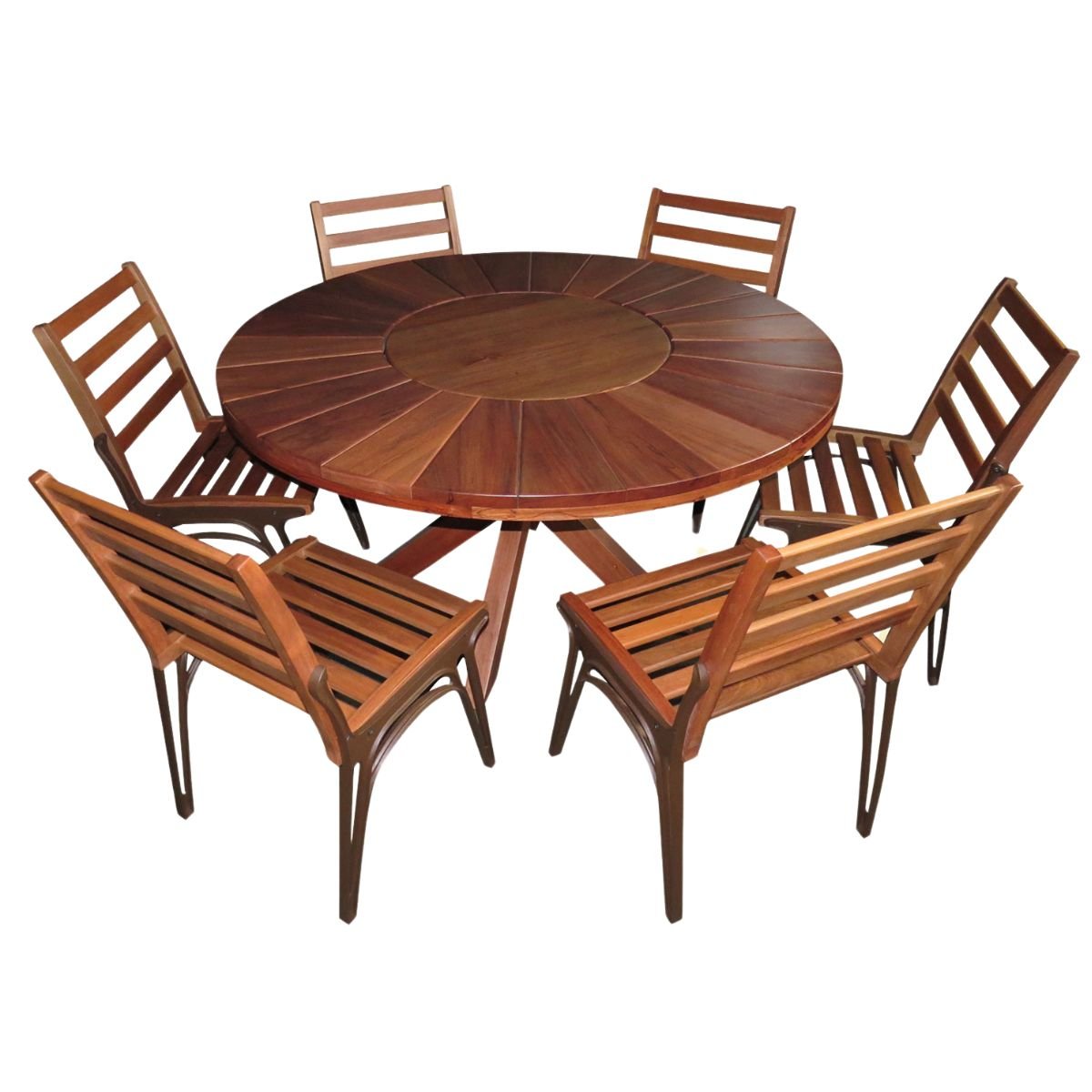 Conjunto de Mesa Madeira Centro Giratória e 6 Cadeiras de Jantar Modelo ...
