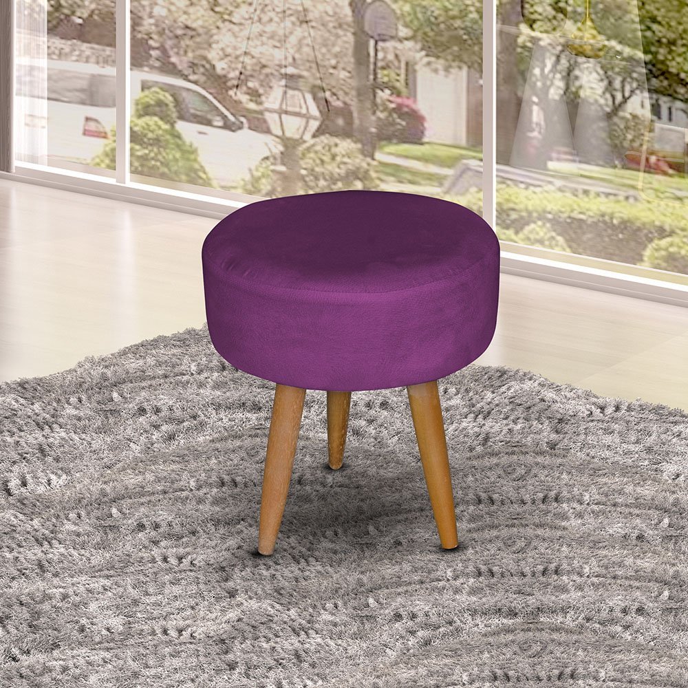 Puff Decorativo para sala, escritorio e recepção Redondo Roxo ...