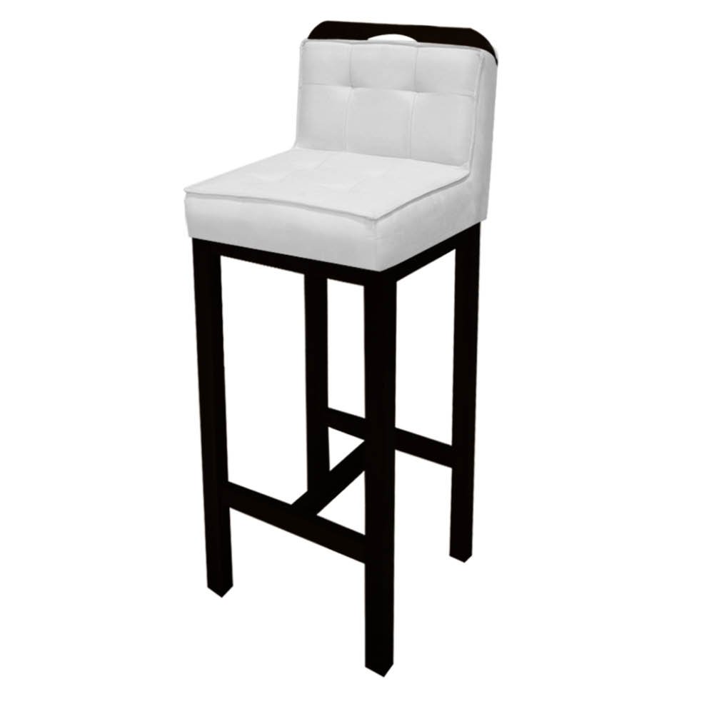Kit 05 Banquetas Alta Íris Corano Branco Com Encosto Com Aplique e Base Preto Bela Casa Shop ...