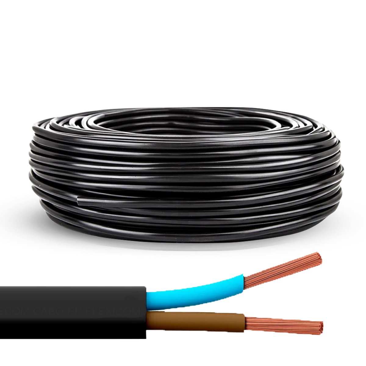Cabo Pp 500V PVC 2 Vias 2,50mm Preto 70G 100 Metros | MadeiraMadeira