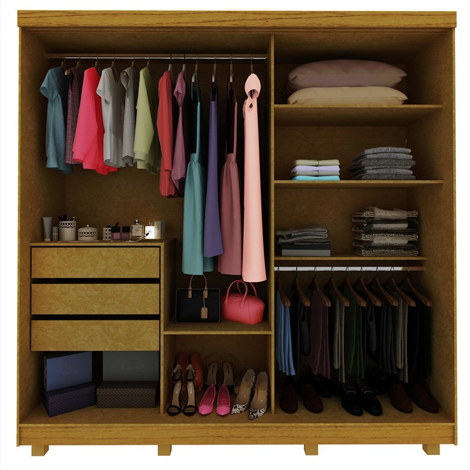 Guarda Roupa Casal com Espelho e Pés 2 Portas Rafaelle Yescasa ...