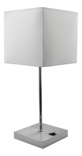 Abajur de Mesa Cabiceira Escovado C/ Cúpula Tecido Algodão Bivolt ...