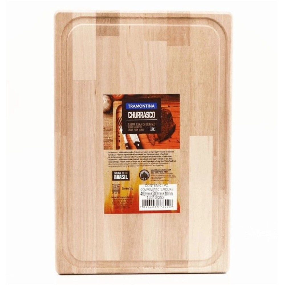 Tábua para Churrasco Retangular 40x28x1,8cm Tramontina | MadeiraMadeira