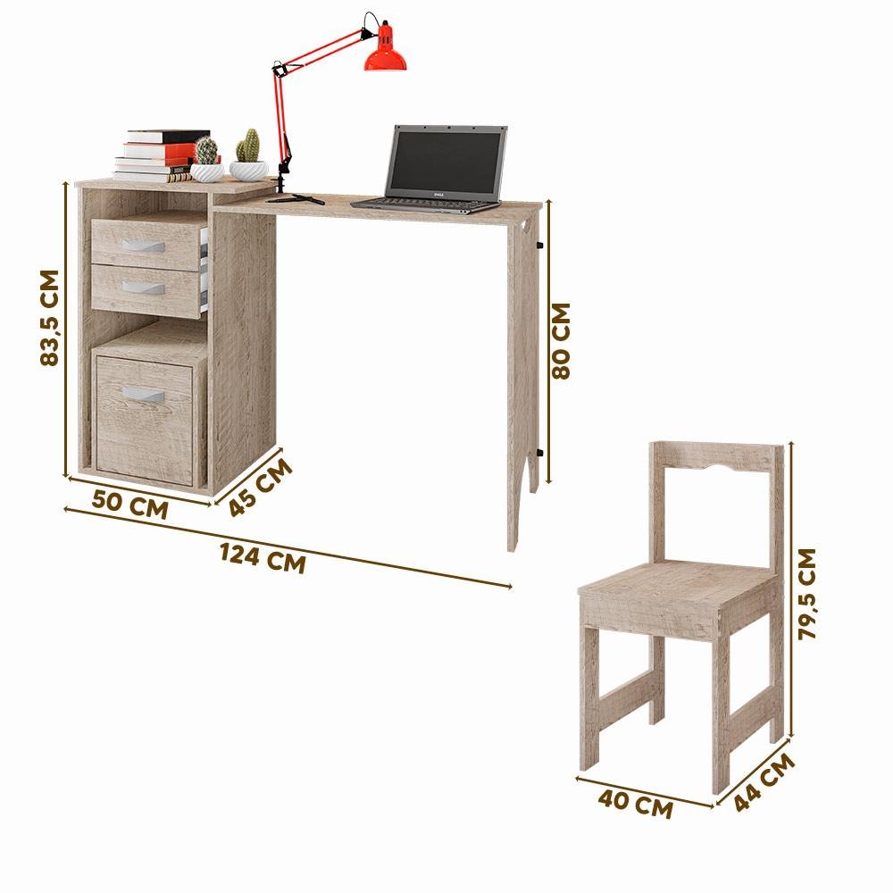 Escrivaninha Com Cadeira Embutida Amarula Office Framar | MadeiraMadeira
