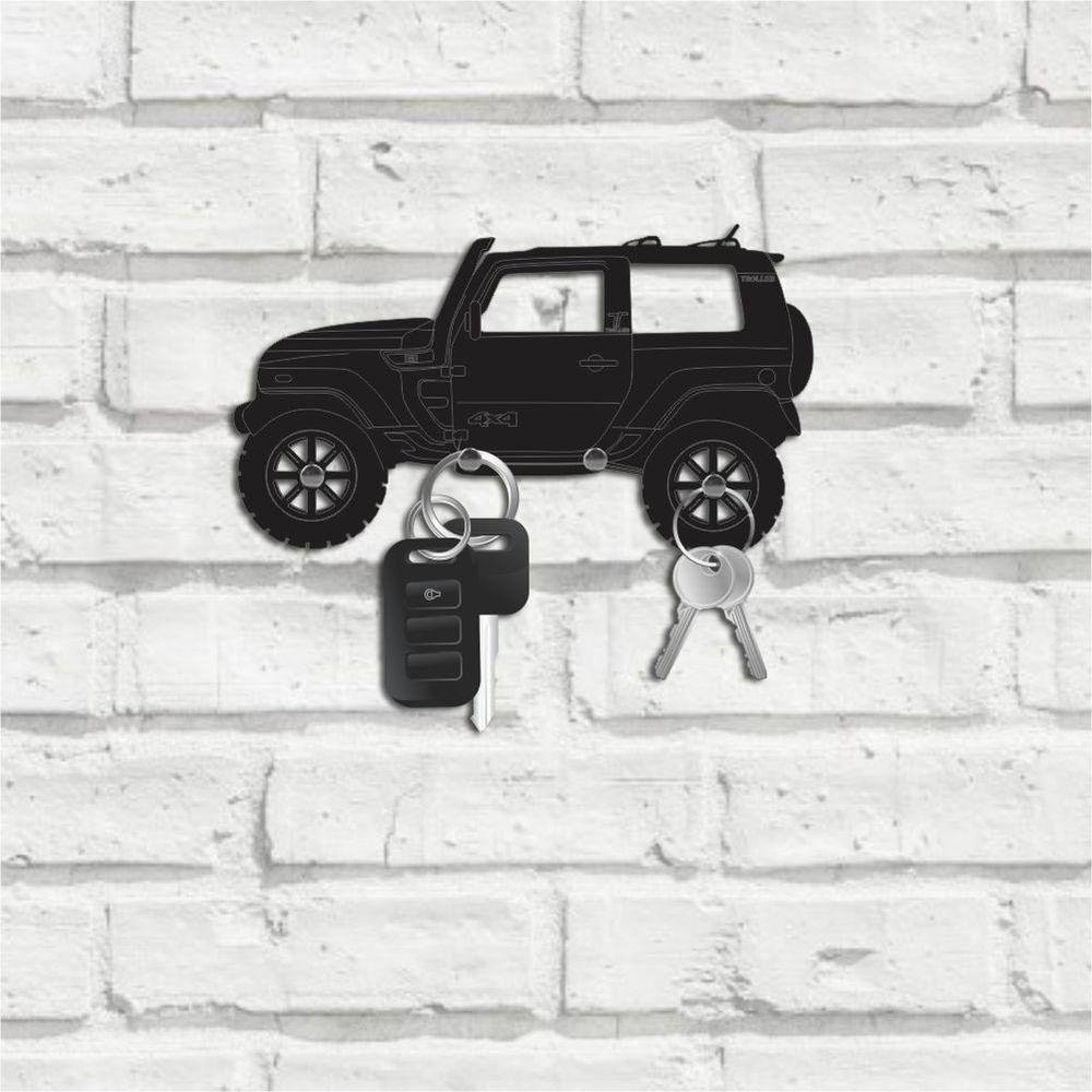 Porta Chaves Decorativo Em Mdf Carro Troller Preto | MadeiraMadeira