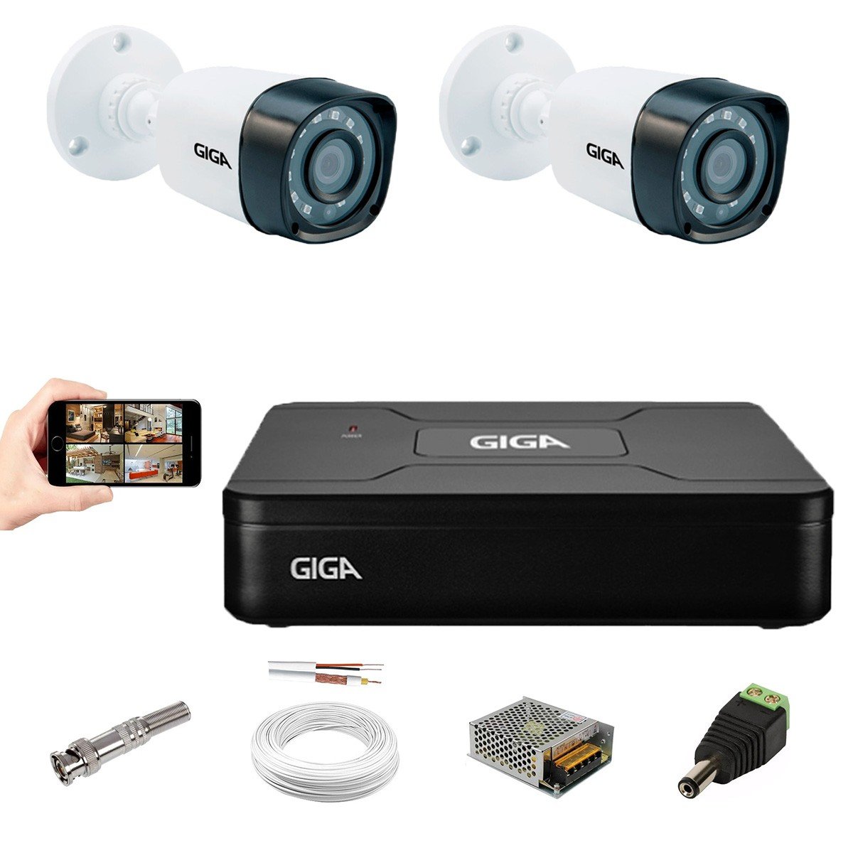 Kit 2 Cam Giga GS0018 + Dvr Security Open Lite 4 Canais S/HD ...
