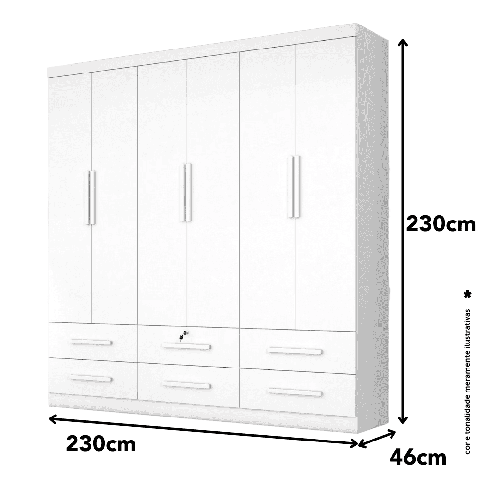 Guarda Roupas 6 Portas E 6 Gavetas Maximus Branco | MadeiraMadeira