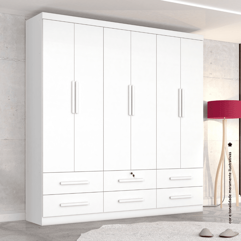 Guarda Roupas 6 Portas E 6 Gavetas Maximus Branco | MadeiraMadeira