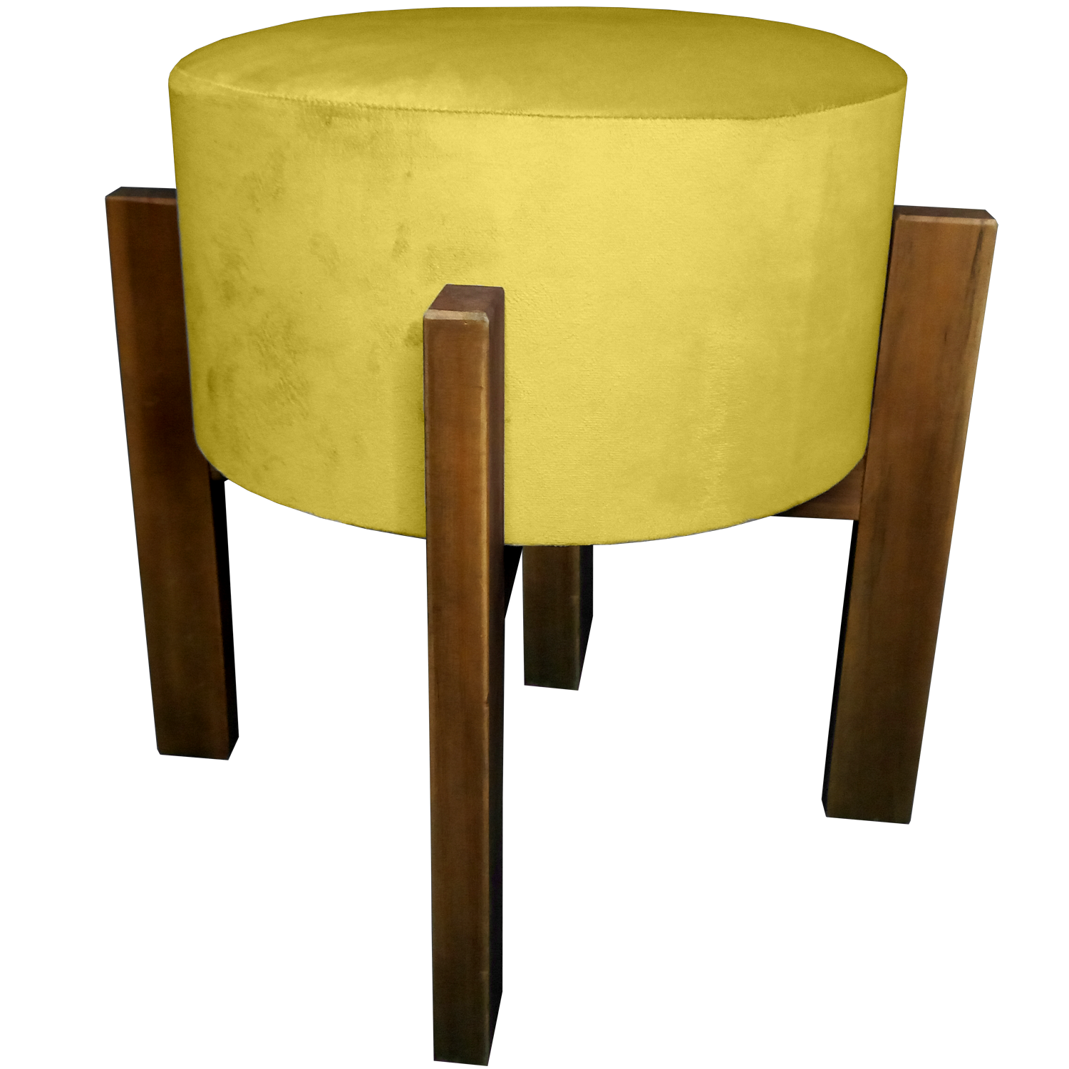 Puff Redondo Base Movel Suede Liso Amarelo 43 X 36 Cm | MadeiraMadeira