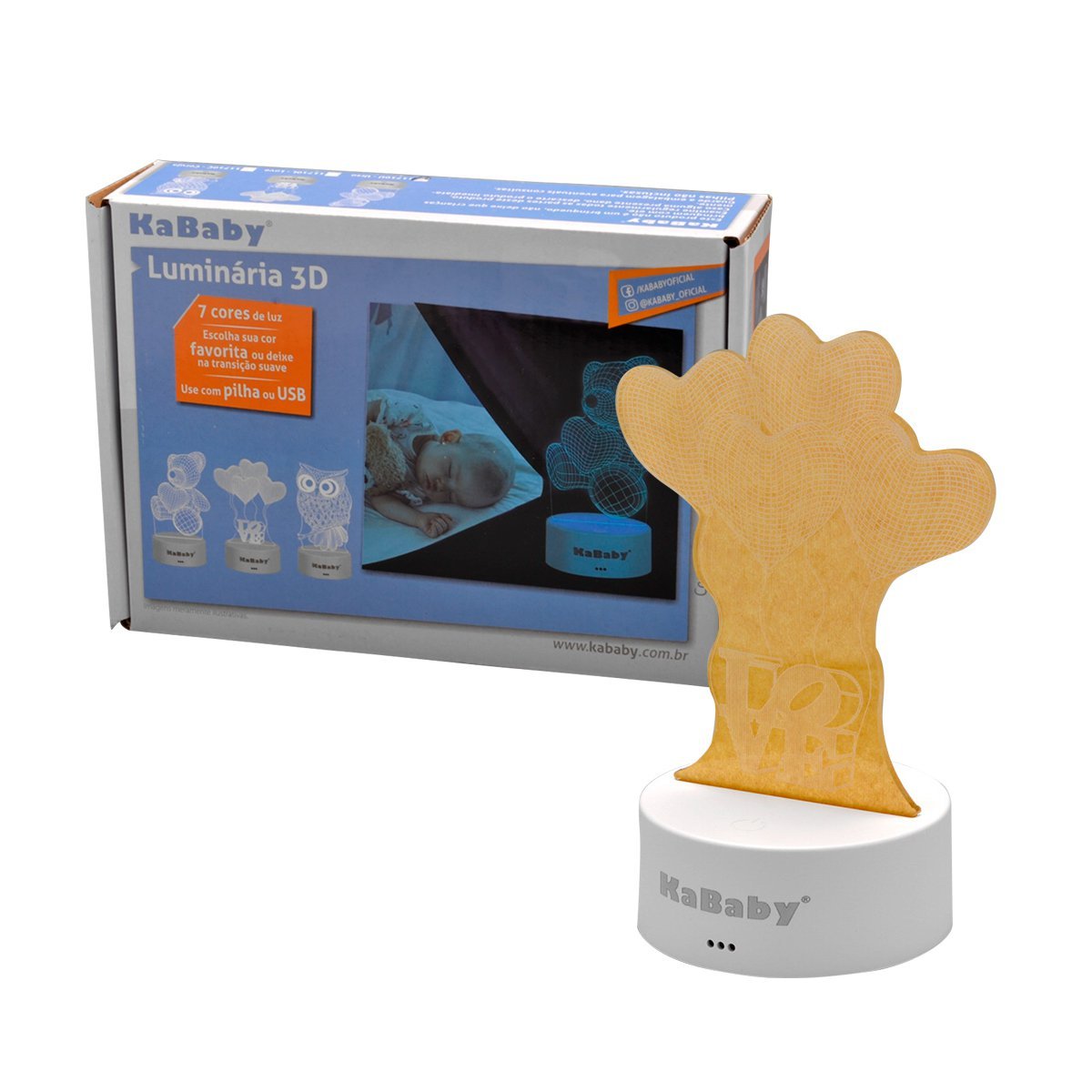 Luminaria 3D Luz Noturna para Bebê e Criança Balões de Coração ...