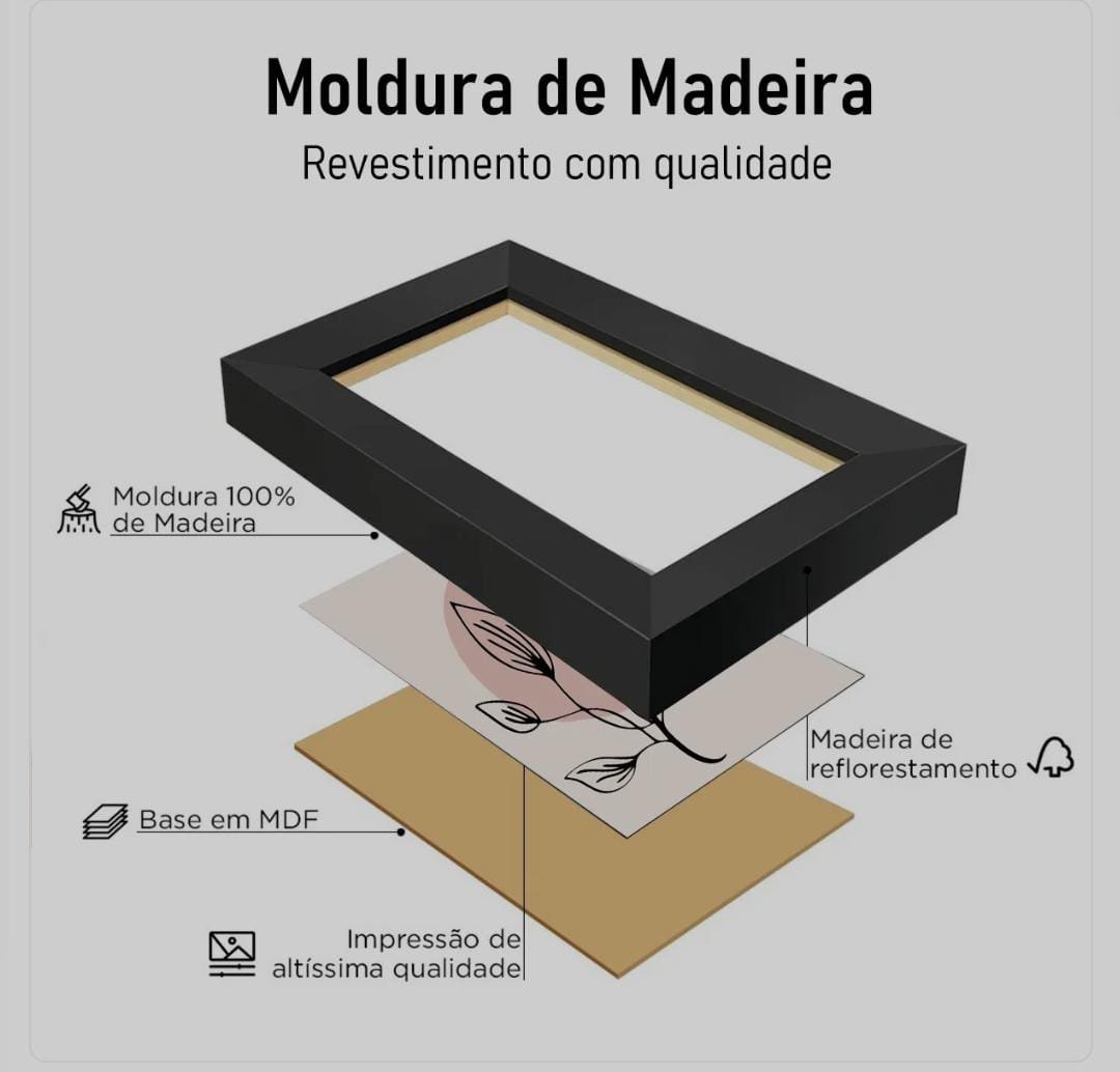 Jogo De Quadros Decorativos Molduras Marília Abstrato | MadeiraMadeira