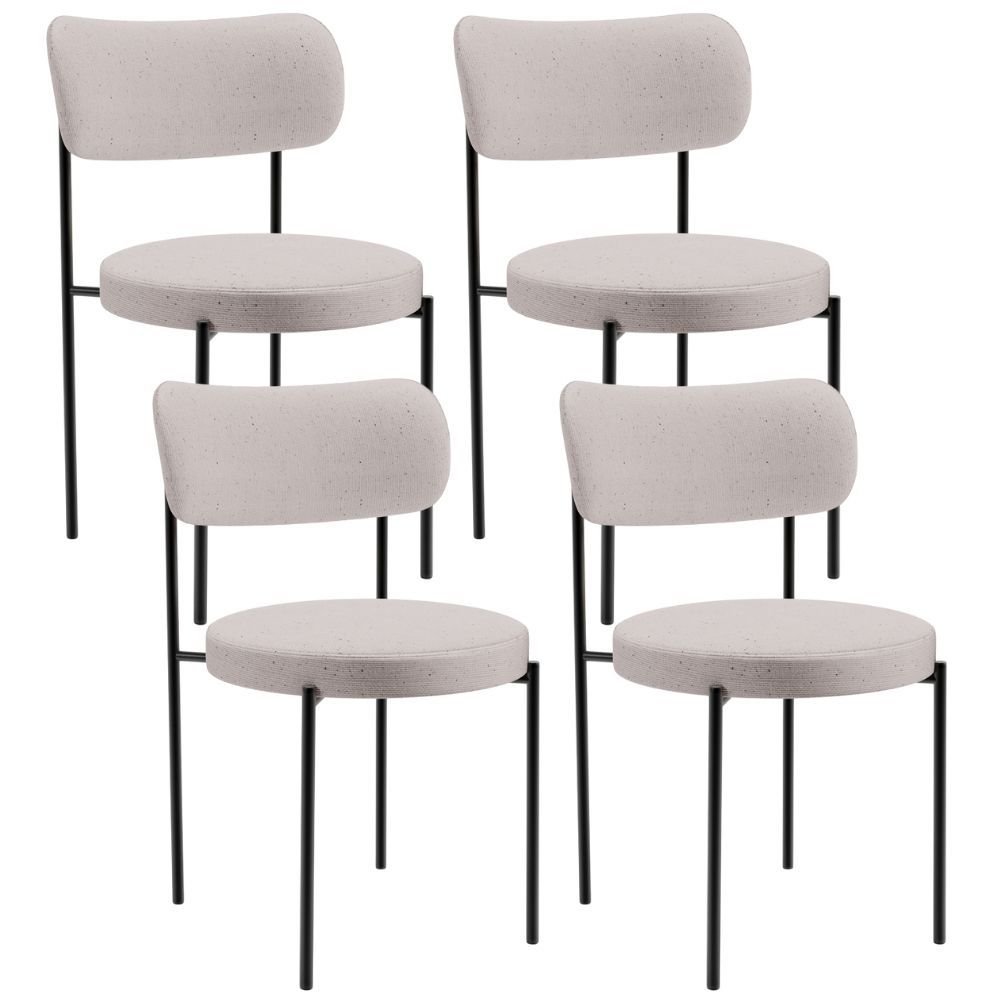 Kit 04 Cadeiras Estofadas para Sala de Jantar Louise L02 Linho Bege - Lyam Decor | MadeiraMadeira