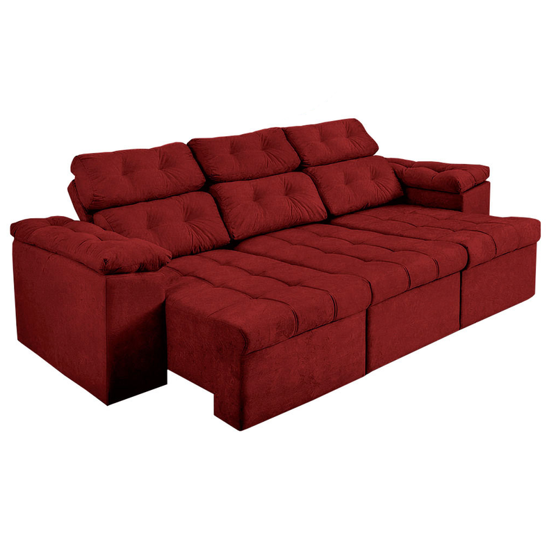 Sofá Itália 225 cm Retrátil e Reclinável Suede Vermelho - Sofá na Web ...
