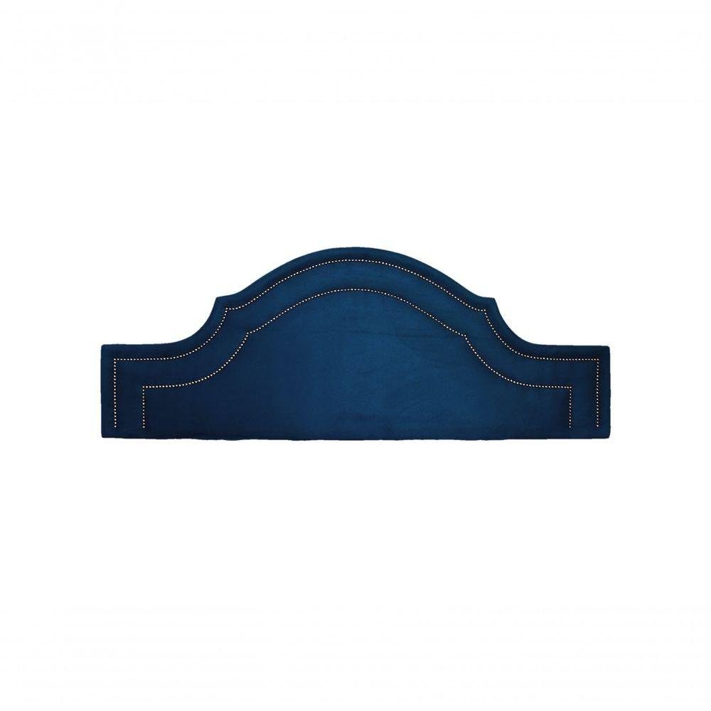 Cabeceira King Luxo 193x60 Suede Azul Tachas Fumê | MadeiraMadeira