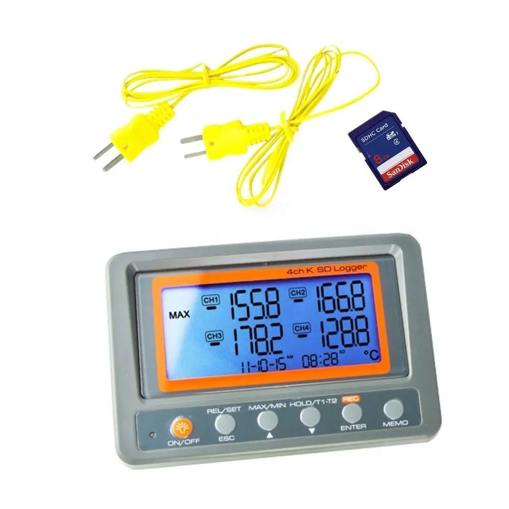 Termômetro Digital 4 Canais Tipo K -200/1370°K -328/2498°C Data Logger ...