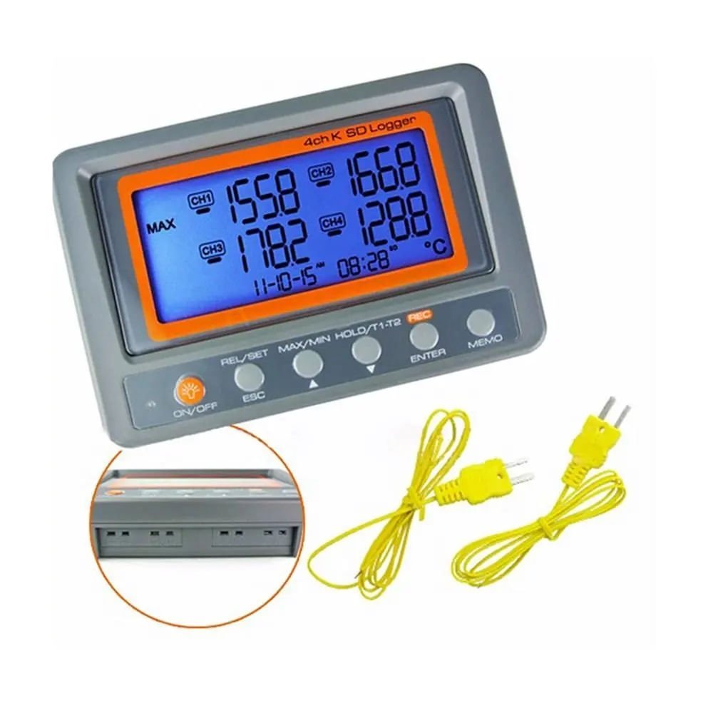 Termômetro Digital 4 Canais Tipo K -200/1370°K -328/2498°C Data Logger ...