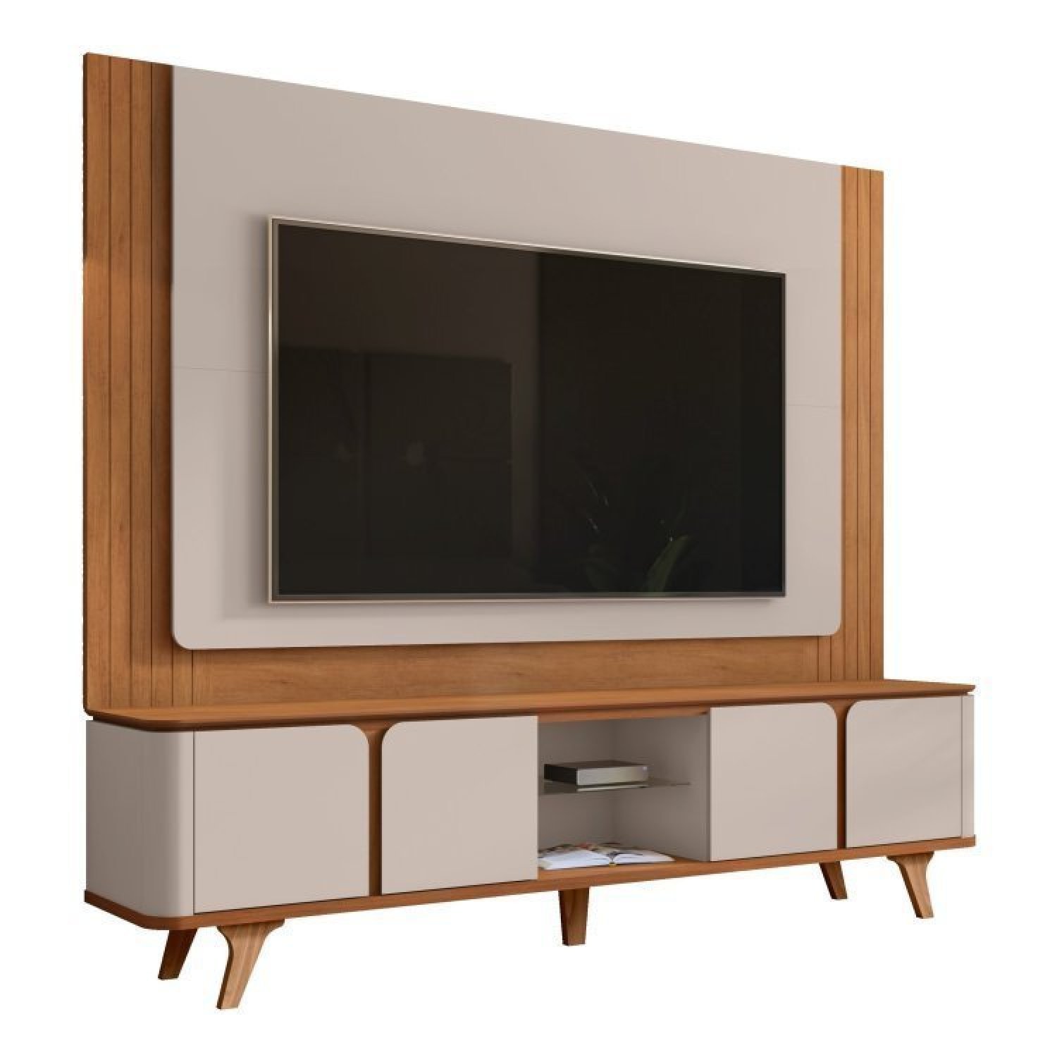 Rack com Painel para TV até 60 Polegadas Retrô Cantos Curvos 217cm Pisa Yescasa | MadeiraMadeira