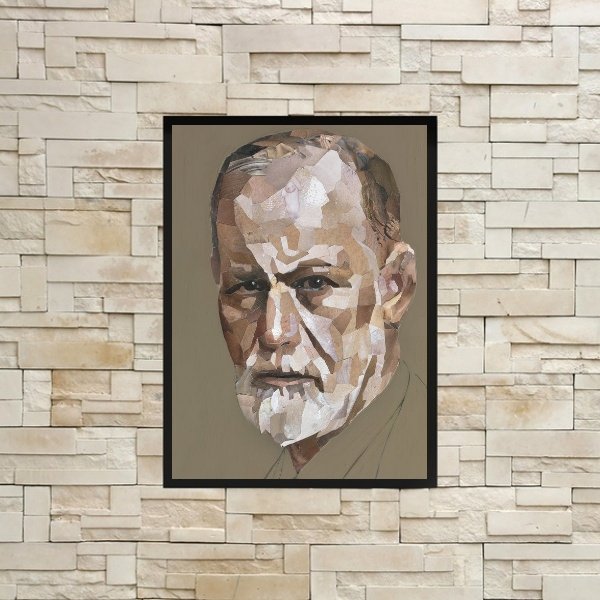 Quadro Decorativo Freud Geométrico 24x18cm:Madeira branca | MadeiraMadeira