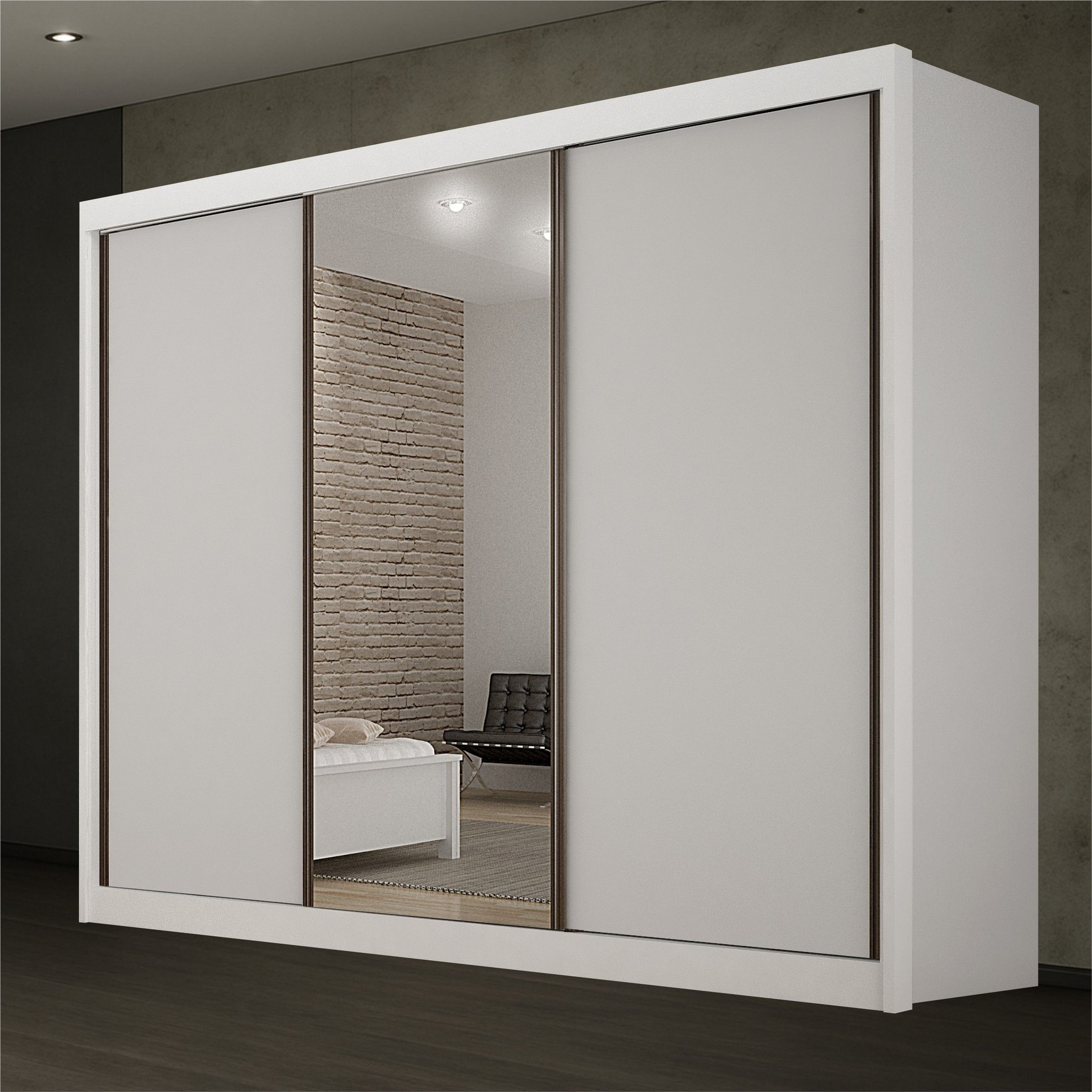 Guarda Roupa Casal com Espelho 3 Portas 6 Gavetas São Paulo Gold Branco ...