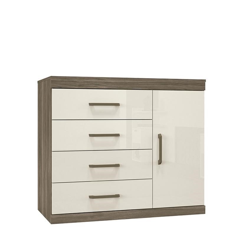 Cômoda Sapateira Plus 1.4 com Porta e 4 Gavetas Castanha/Off White - PR ...